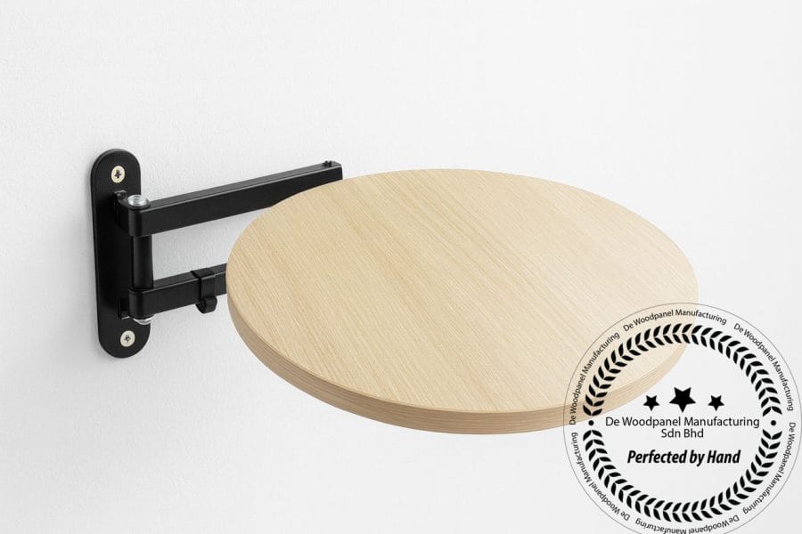 Wall-mounted and foldable round shelf | DE WOODPANEL RESOURCES